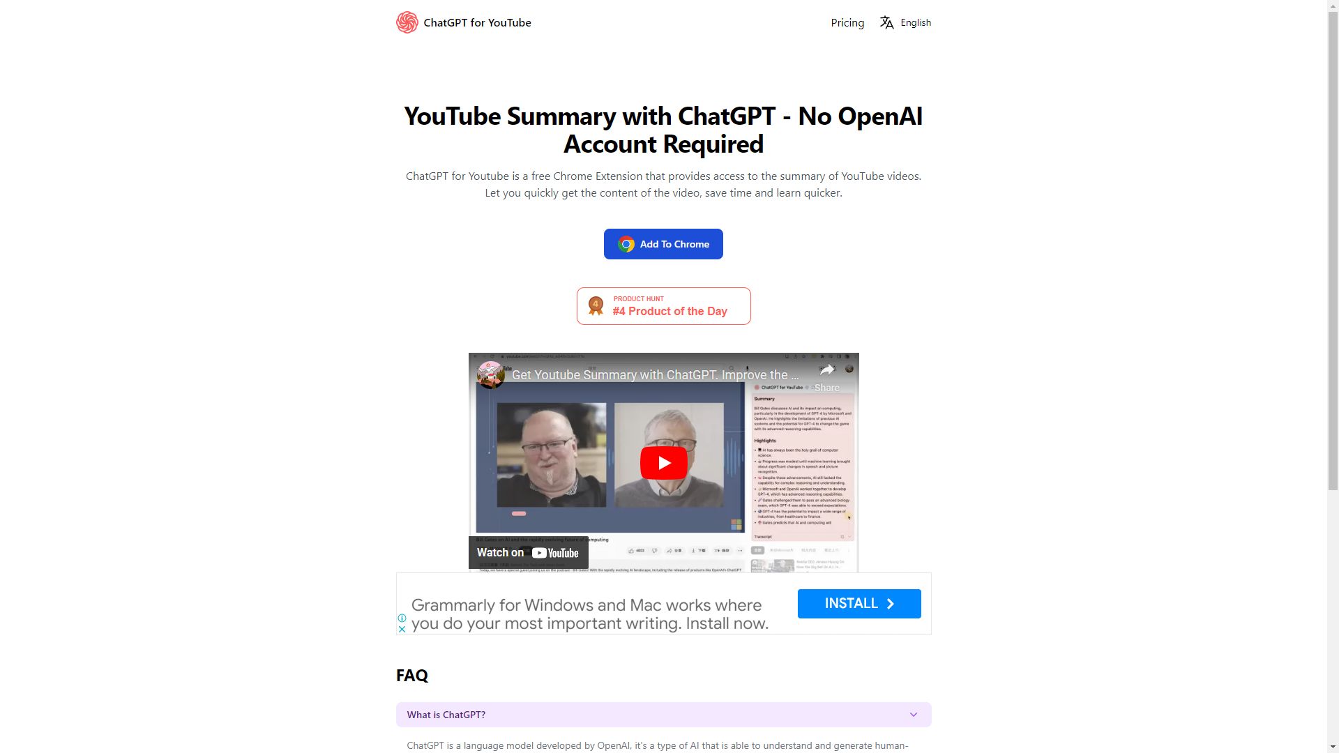 ChatGPT for Youtube - AI-Tool